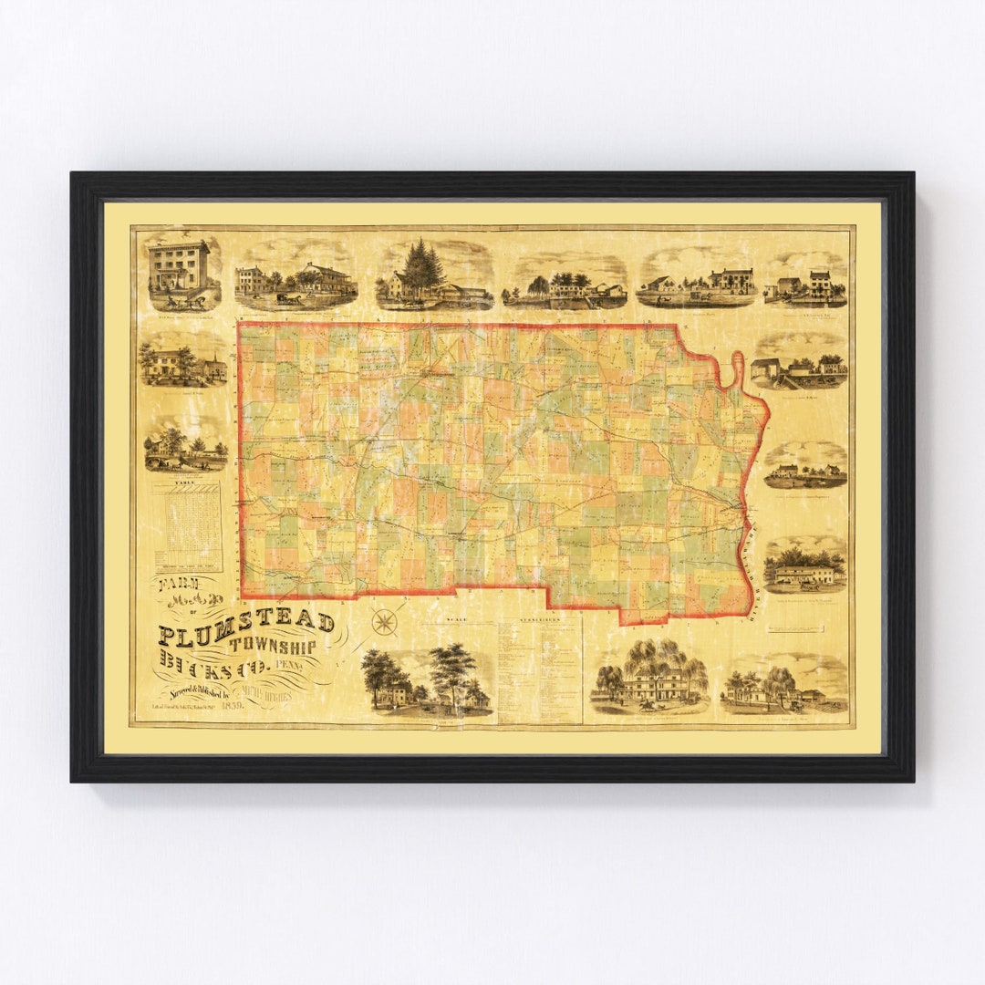Bucks County Map 1859, Vintage Bucks County Map, Old Bucks County ...