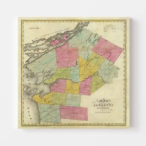 Jefferson County NY Map 1829 Old Map of Watertown New York Art Vintage ...