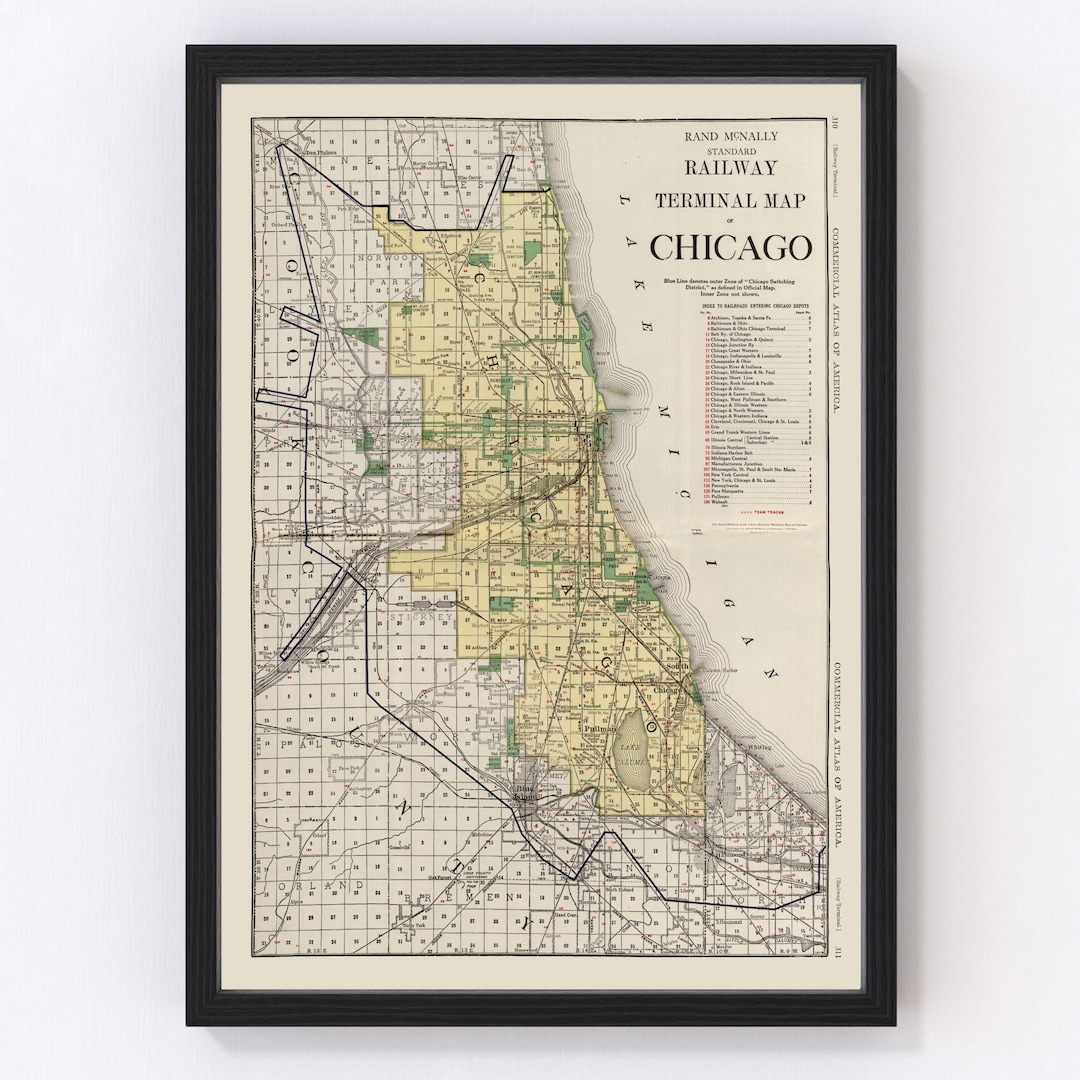 Chicago Map 1924, Vintage Chicago Map, Old Chicago Illinois Art, Wall ...