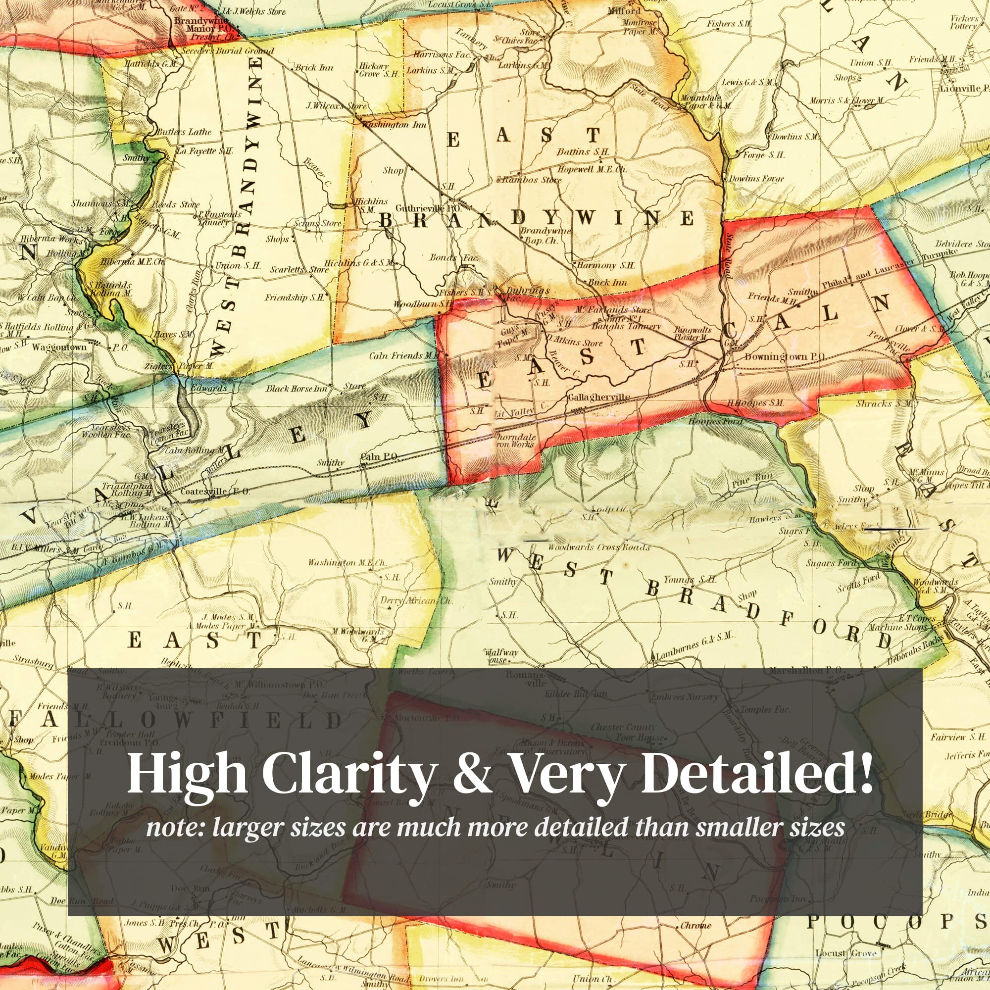 Chester County Pennsylvania Map 1856 Old Map of Chester - Etsy