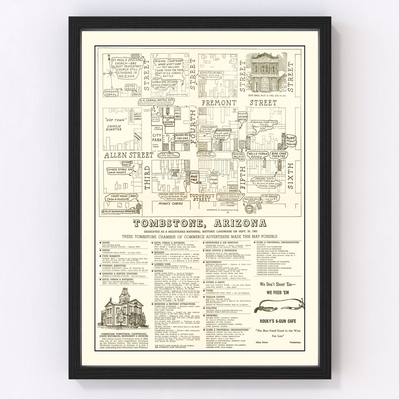 Tombstone Map 1962 Old Map of Tombstone Arizona Art Vintage - Etsy