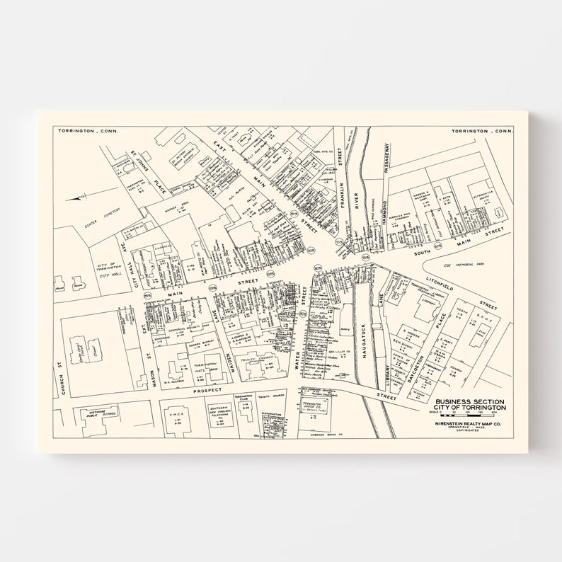 Torrington Map 1946 Old Map of Torrington Business Section - Etsy