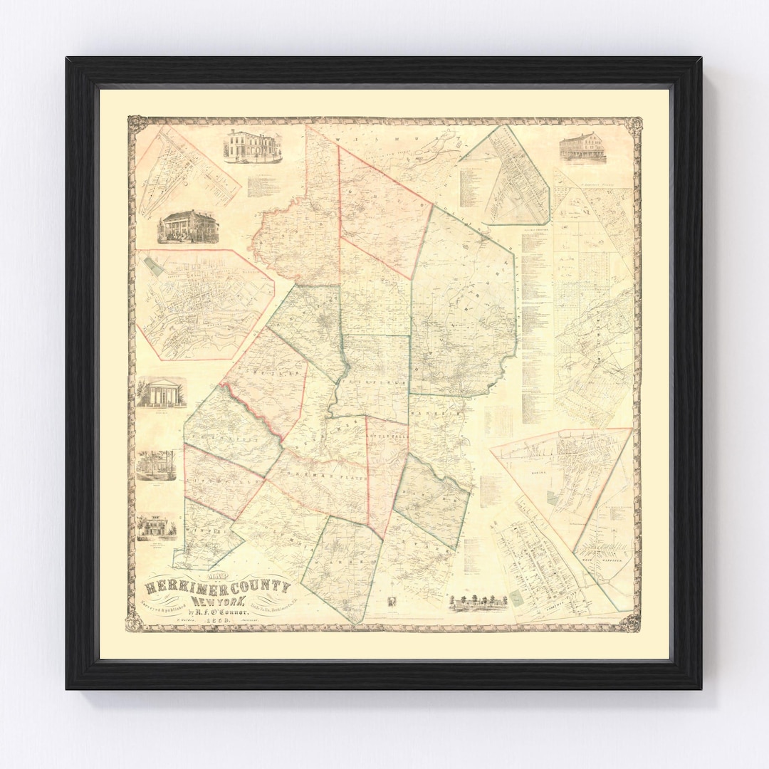 Herkimer County NY Map 1859 Old Map of New York Art Vintage Print ...
