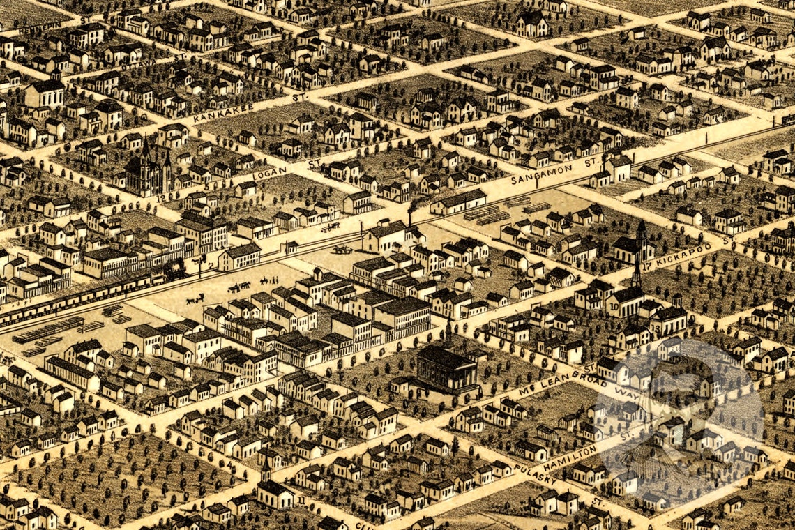 Vintage Lincoln Map 1869 Old Map of Lincoln Illinois | Etsy