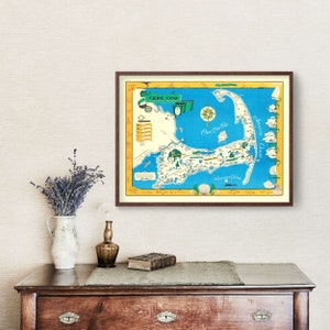 Cape Cod Map 1940 Old Map of Cape Cod Art Vintage Print Framed Wall Art ...