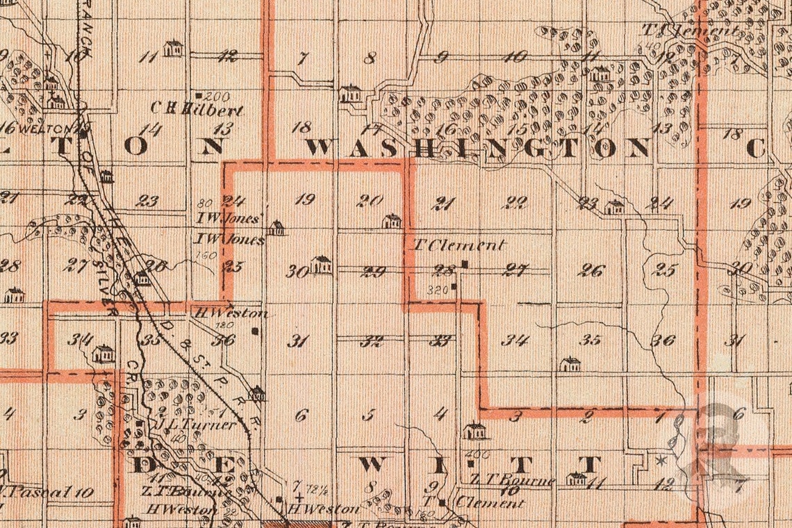 Vintage Clinton County IA Map 1875 Old Iowa Map Historical | Etsy