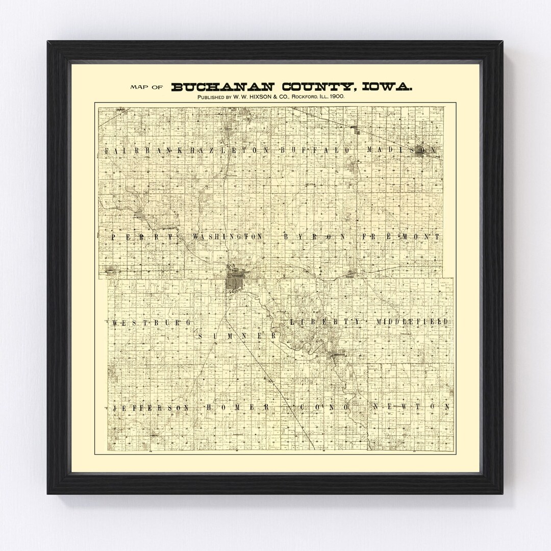 Buchanan County Map 1900, Vintage Buchanan County Map, Old Buchanan ...