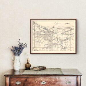 Gary Map 1928 Old Map of Gary Indiana Art Vintage Print Framed Canvas ...