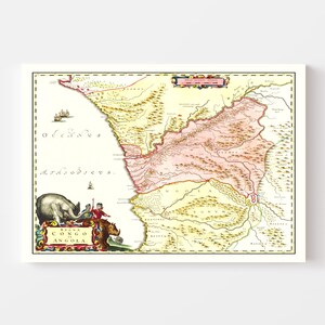 Congo Map 1665, Vintage Congo Map, Old Congo Art, Wall Art Gift for ...