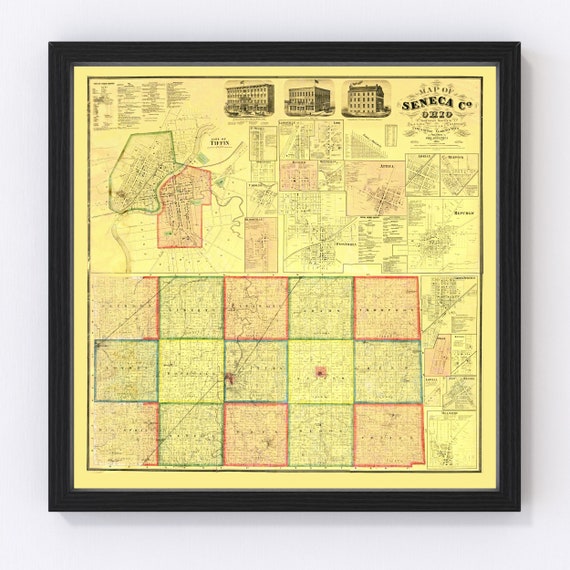 Seneca County Ohio Map 1864 Old Map of Seneca County Ohio - Etsy