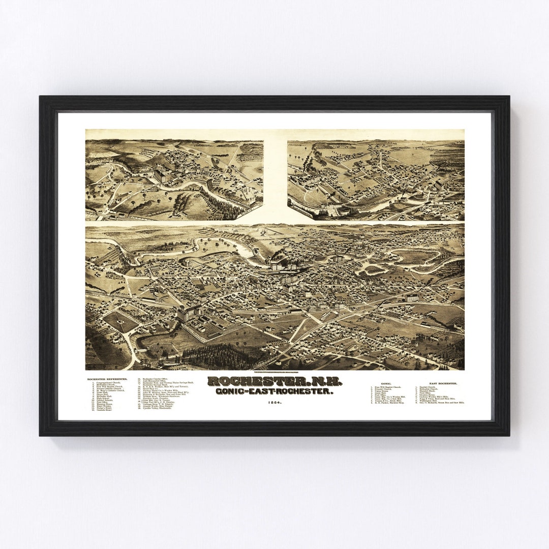 Rochester Map 1884 Old Map of Rochester New Hampshire Art Vintage Print ...