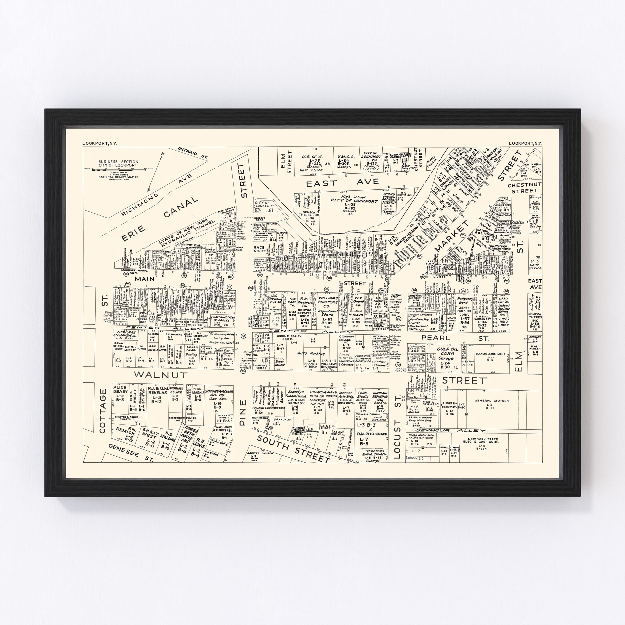 Lockport Map 1947 - Old Map of Lockport Business Section New York Art ...