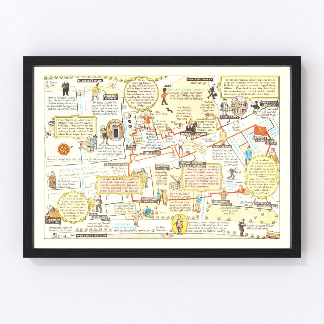 Whitehall Map 1948 Old Map of Whitehall Art Vintage Print Framed Wall ...