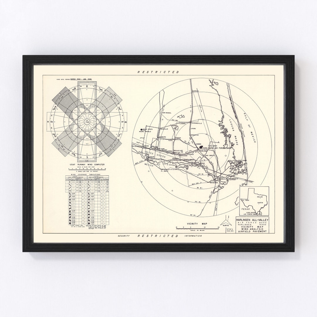 James Connally Air Force Base Map 1952, Vintage James Connally Air ...