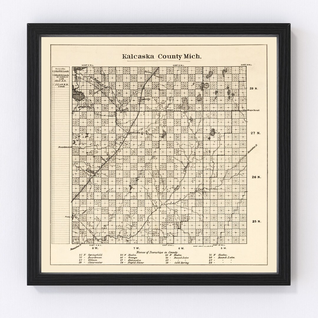 Kalkaska County Map 1878, Vintage Kalkaska County Map, Old Kalkaska ...