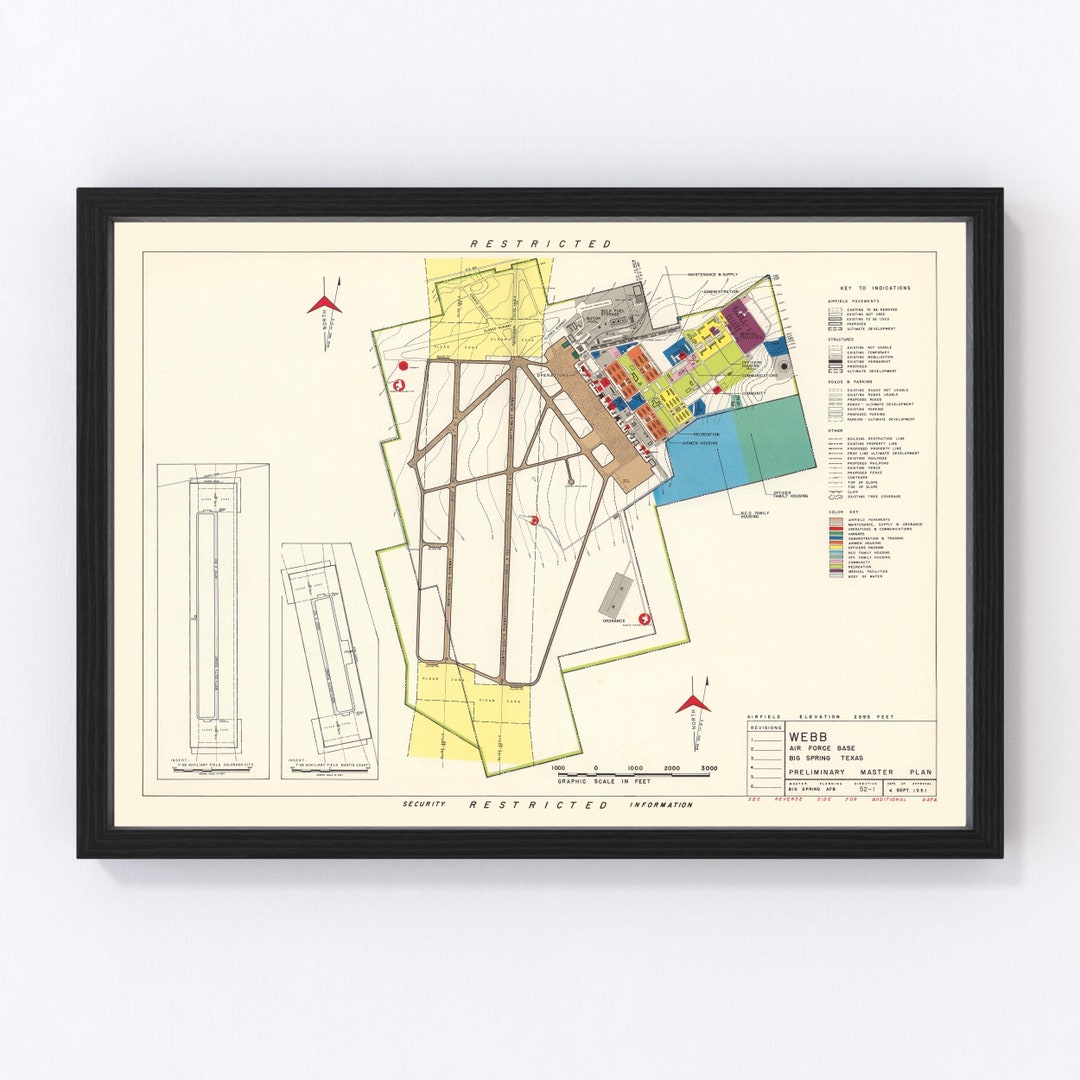 Webb Air Force Base Map 1951, Vintage Webb Air Force Base Map, Old Webb ...