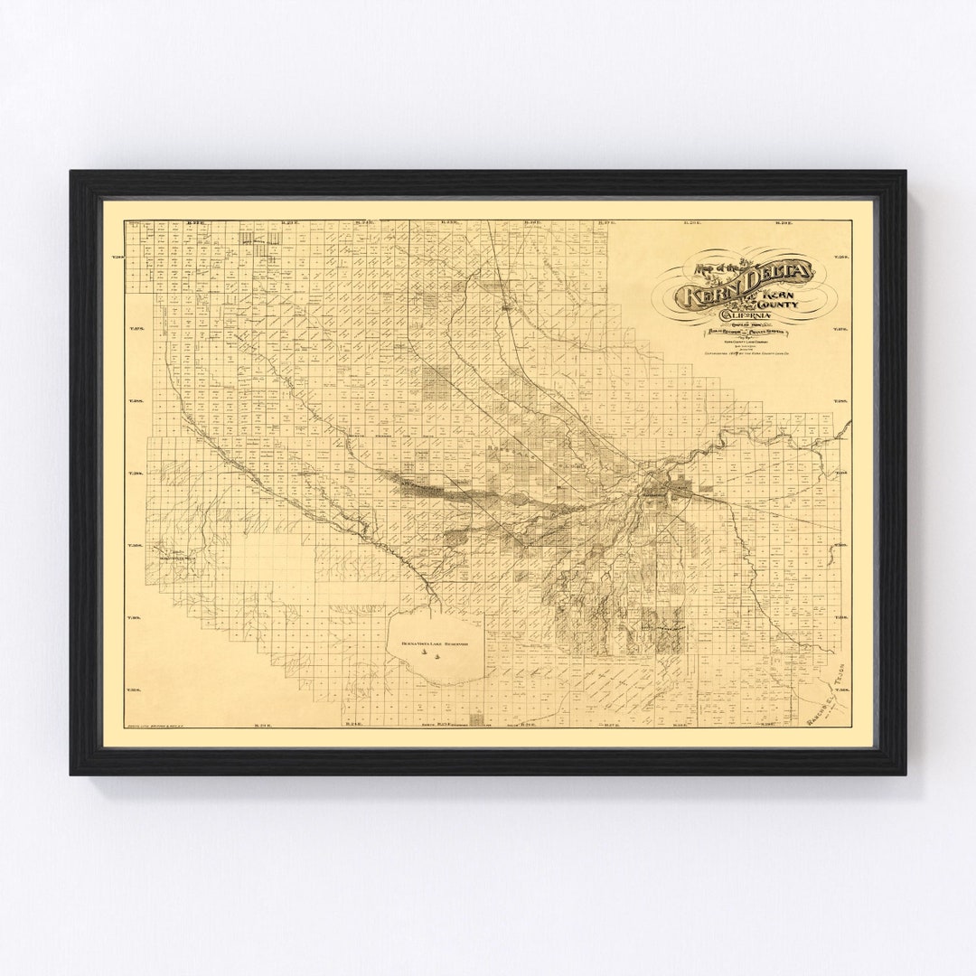 Kern County Map 1897, Vintage Kern County Map, Old Kern County ...