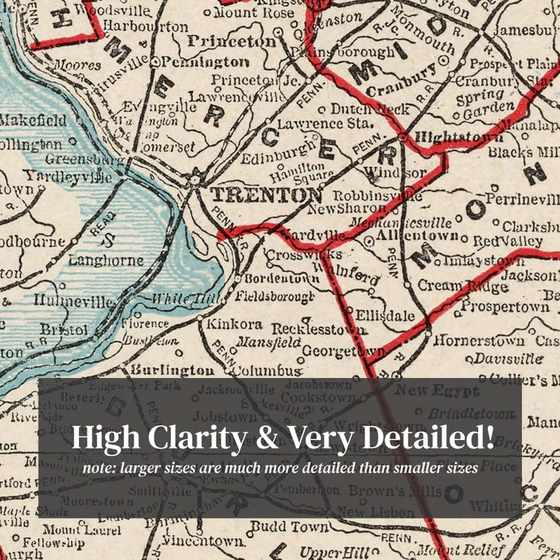 New Jersey Map 1893 Old Map of New Jersey Art Vintage Print - Etsy