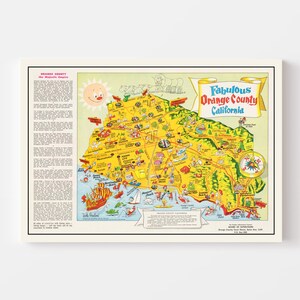 Orange County CA Map 1957 - Old Map of California Art Vintage Print ...