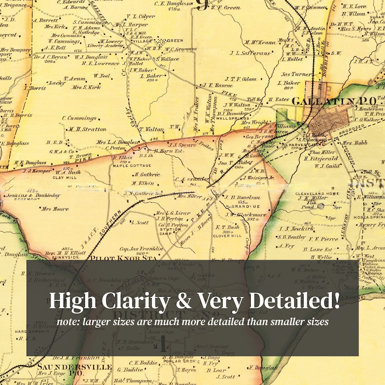 Sumner County Tennessee Map 1878 Old Map of Sumner County - Etsy