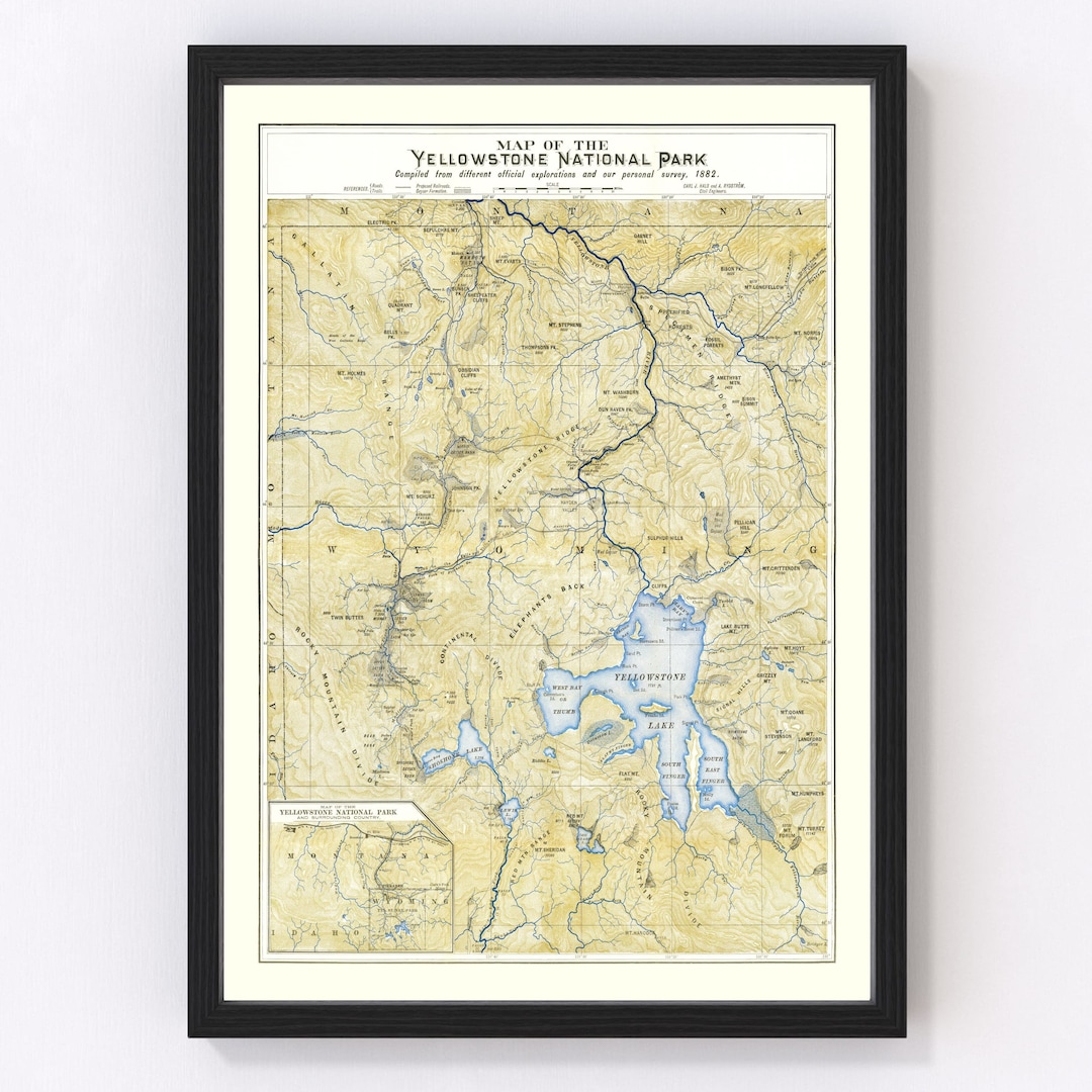Yellowstone National Park Map 1882 - Old Map of Yellowstone National ...