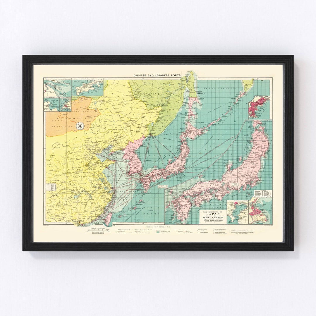 Chinese & Japanese Ports Map 1922 - Old Map of Chinese and Japanese ...
