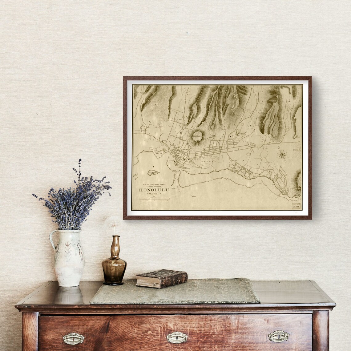 Honolulu Map 1887 Old Map of Honolulu Hawaii Art Vintage - Etsy