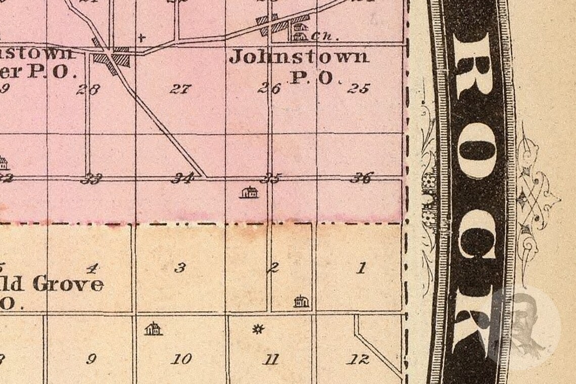 Vintage Rock County WI Map 1878 Old Wisconsin Map | Etsy
