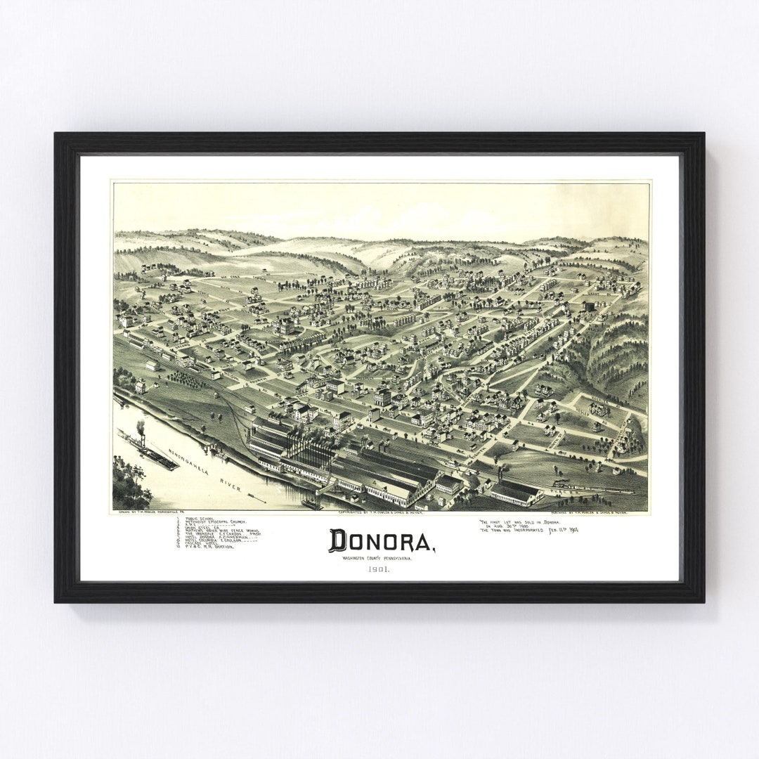 Donora Map 1901 - Old Map of Donora Pennsylvania Art Vintage Print ...