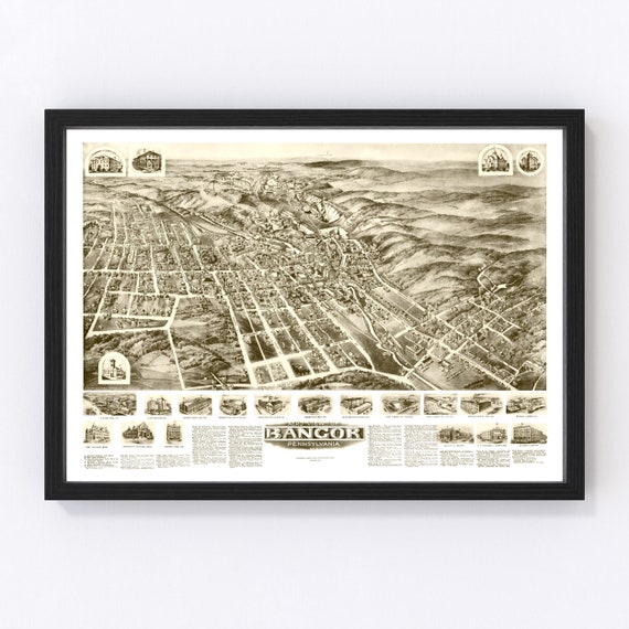 Bangor Map 1918 Old Map of Bangor Pennsylvania Art Vintage - Etsy