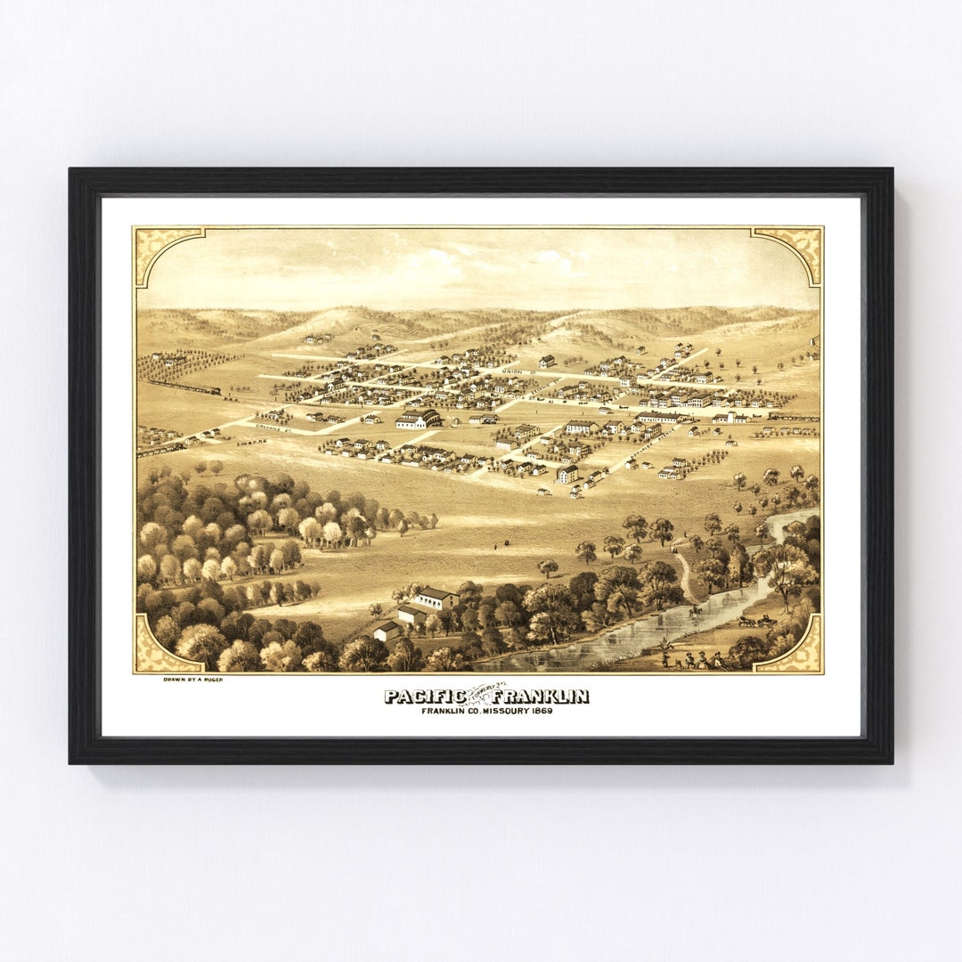 Pacific Map 1869, Vintage Pacific Map, Old Pacific Missouri Art, Wall ...