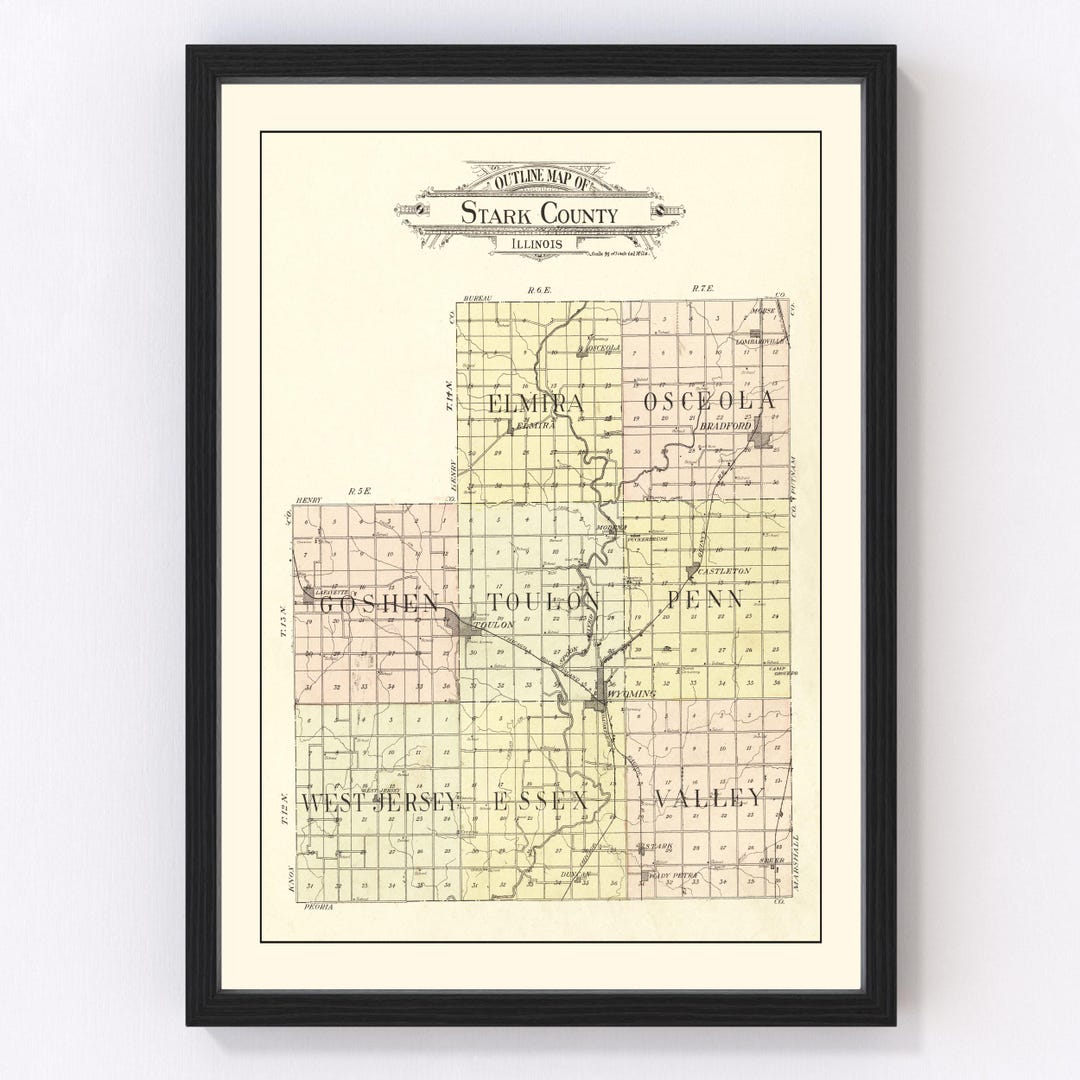 Stark County Map 1907, Vintage Stark County Map, Old Stark County ...