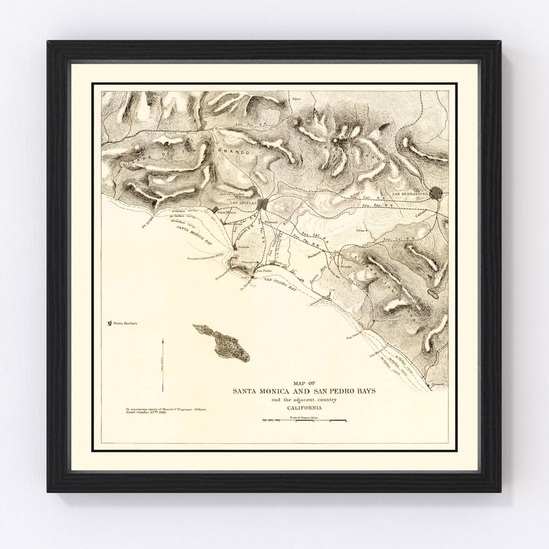 Santa Monica Map 1892 Old Map of Santa Monica California Art Vintage ...