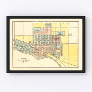 Vermillion Map 1894 Old Map of Vermillion South Dakota Art Vintage ...
