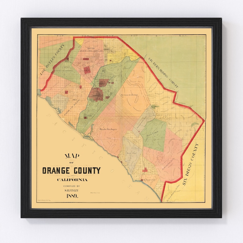 Orange County California Map 1889 Old Map of Orange County - Etsy