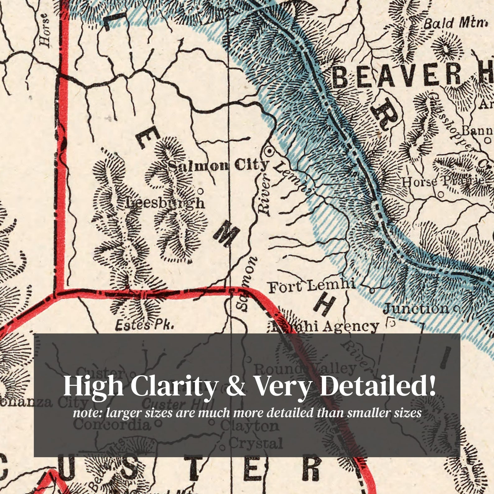 Idaho Map 1893 Old Map of Idaho Art Vintage Print Framed - Etsy