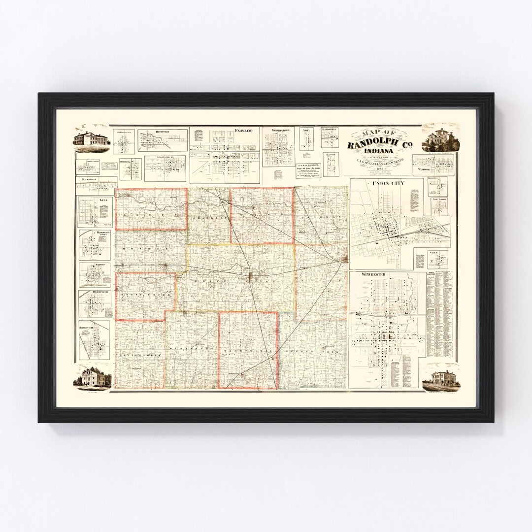 Randolph County Map 1865, Vintage Randolph County Map, Old Randolph ...