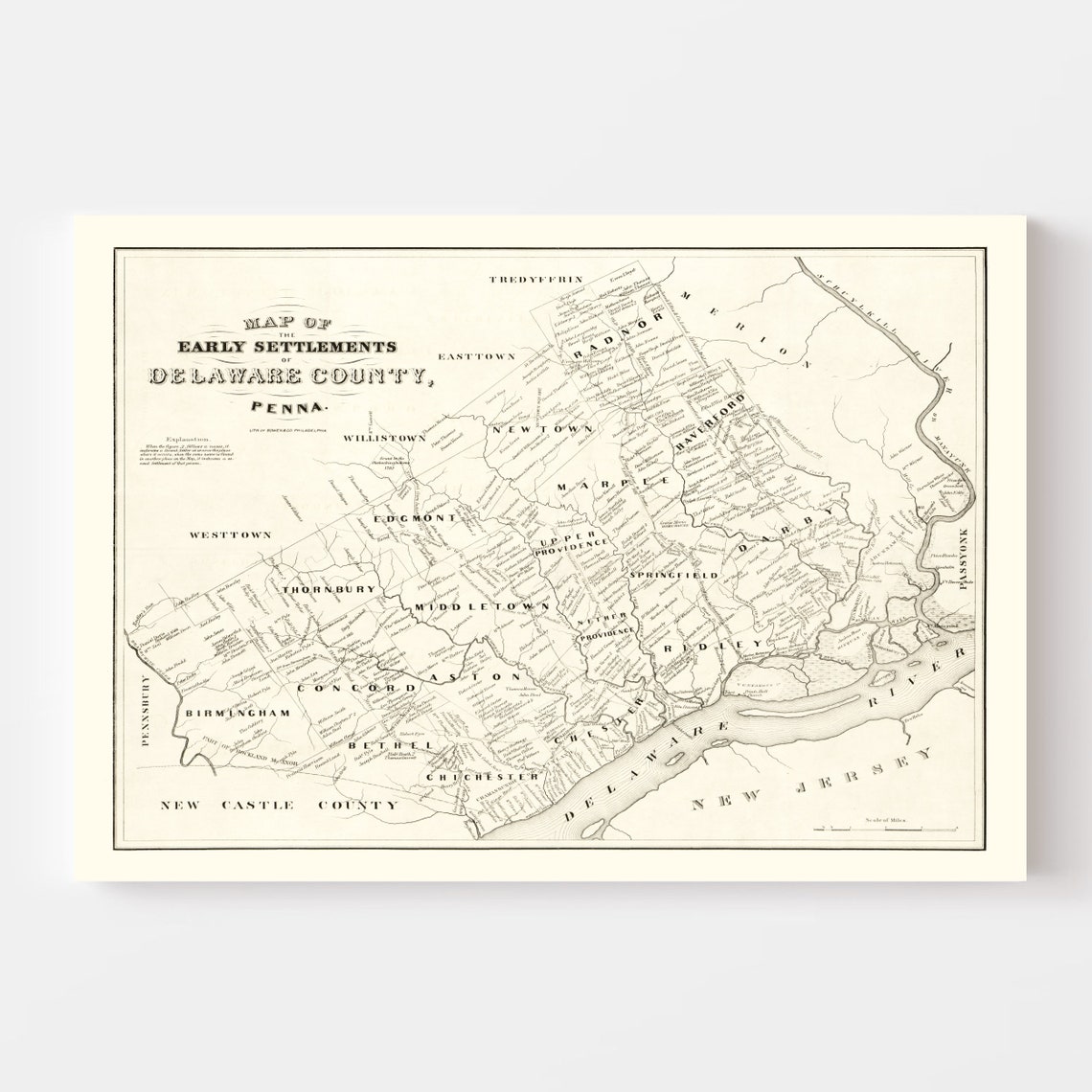 Delaware County Pennsylvania Map 17901862 Old - Etsy