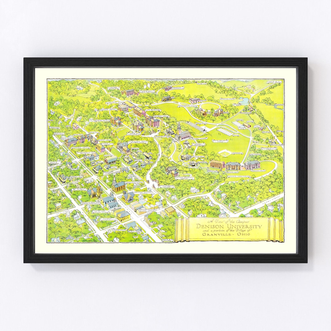 Denison University 1944 Vintage Denison University Art Print Framed ...