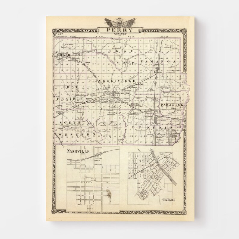 Perry County Map 1876, Vintage Perry County Map, Old Perry County ...