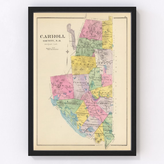 Carroll County NH Map 1892 Old Map of Ossipee New Hampshire - Etsy