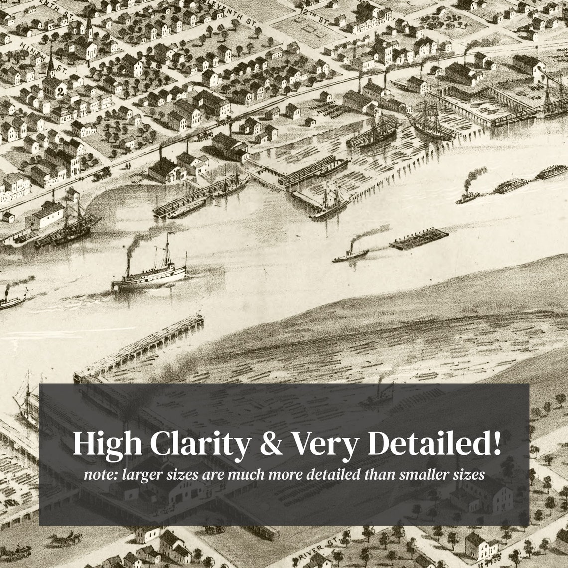 Bay City Map 1867 Old Map of Bay City Michigan Art Vintage - Etsy