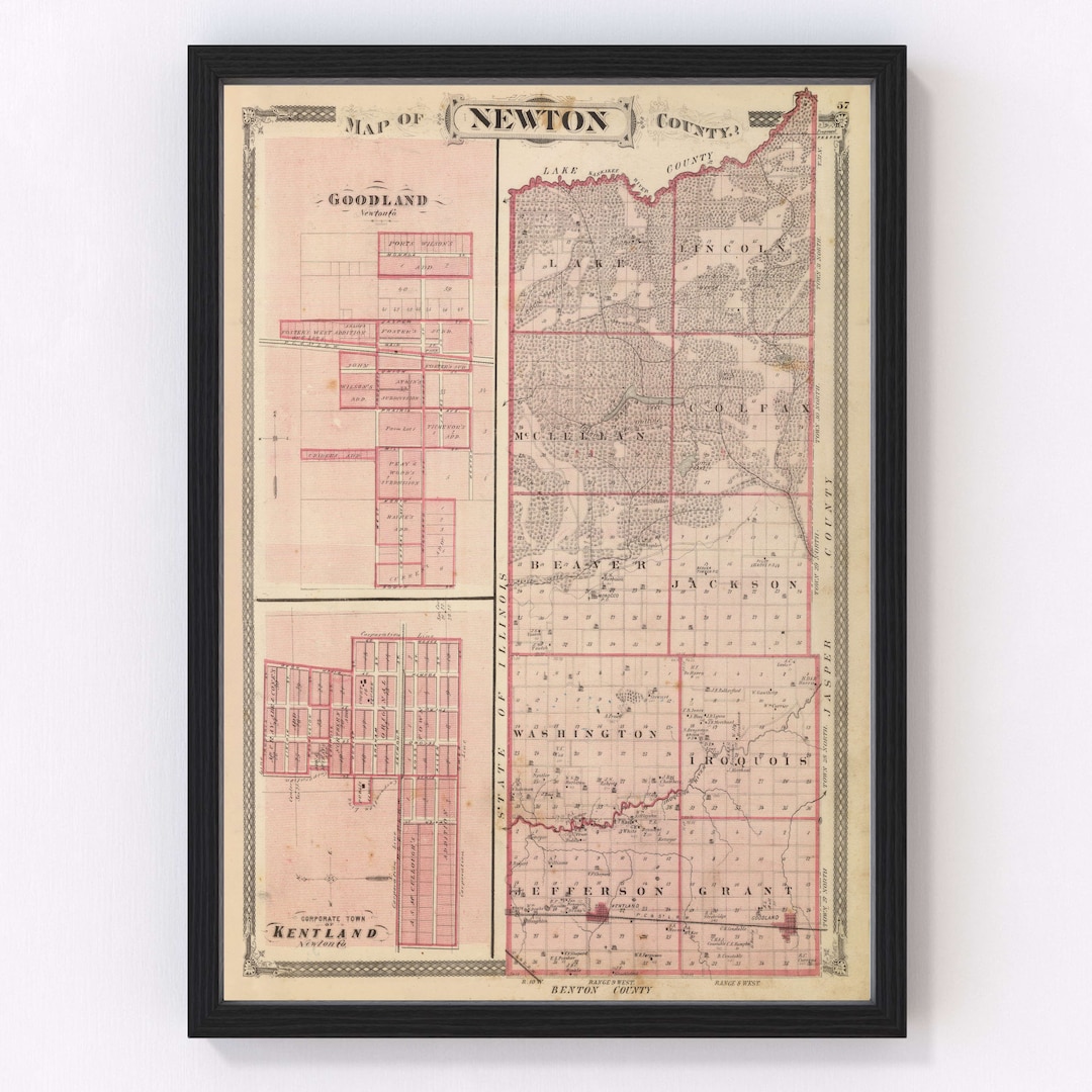 Newton County Map 1876, Vintage Newton County Map, Old Newton County ...