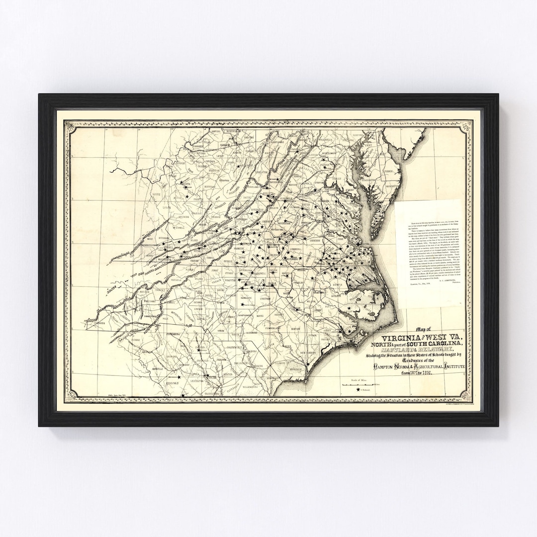 Virginia Map 1876, Vintage Virginia Map, Old Virginia Art, Wall Art ...