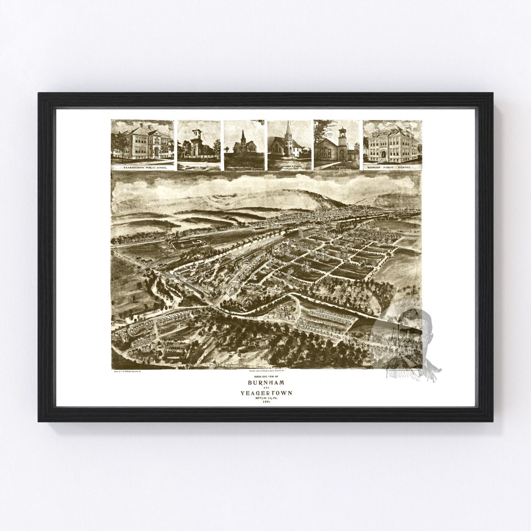 Burnham Map 1906, Vintage Burnham Map, Old Burnham Pennsylvania Art ...