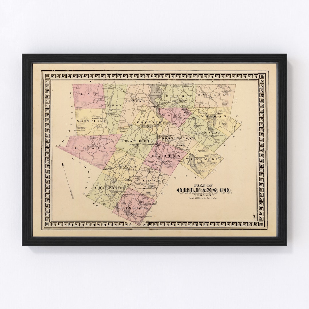 Orleans County Map 1876, Vintage Orleans County Map, Old Orleans County ...