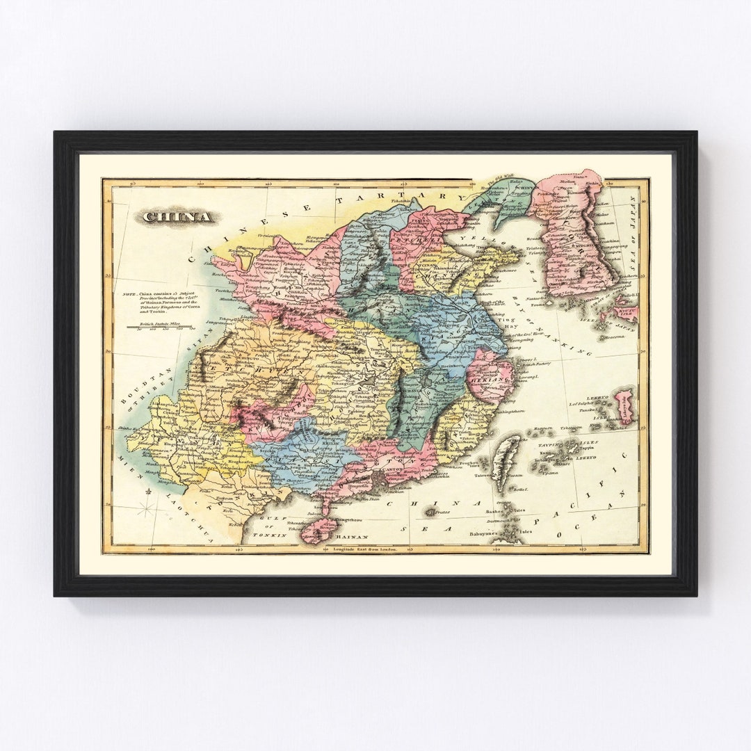China Map 1823, Vintage China Map, Old China Art, Wall Art Gift for ...