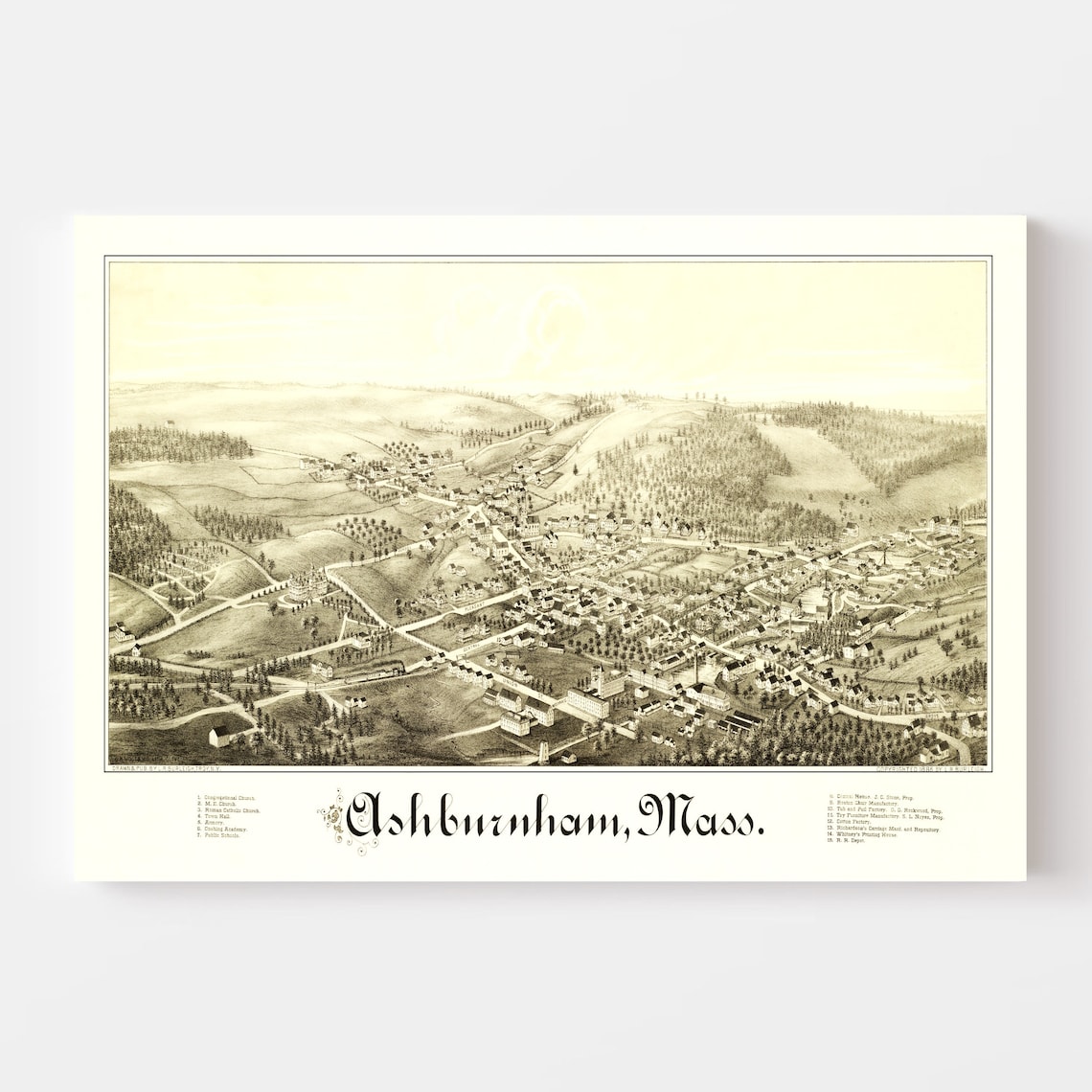 Ashburnham Map 1886 Old Map of Ashburnham Massachusetts Art - Etsy