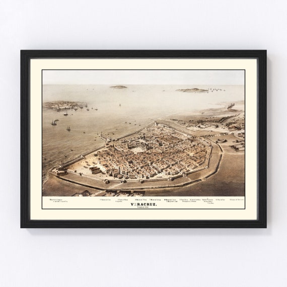Veracruz Map 1862 Old Map of Veracruz Mexico Art Vintage - Etsy