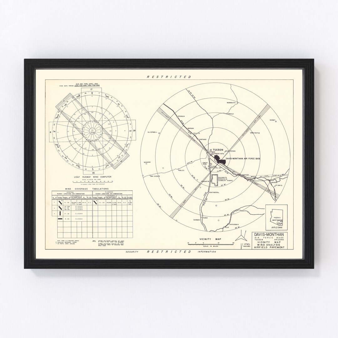 Davis-monthan Air Force Base Vicinity Map 1951 Old Map of Davis-monthan ...